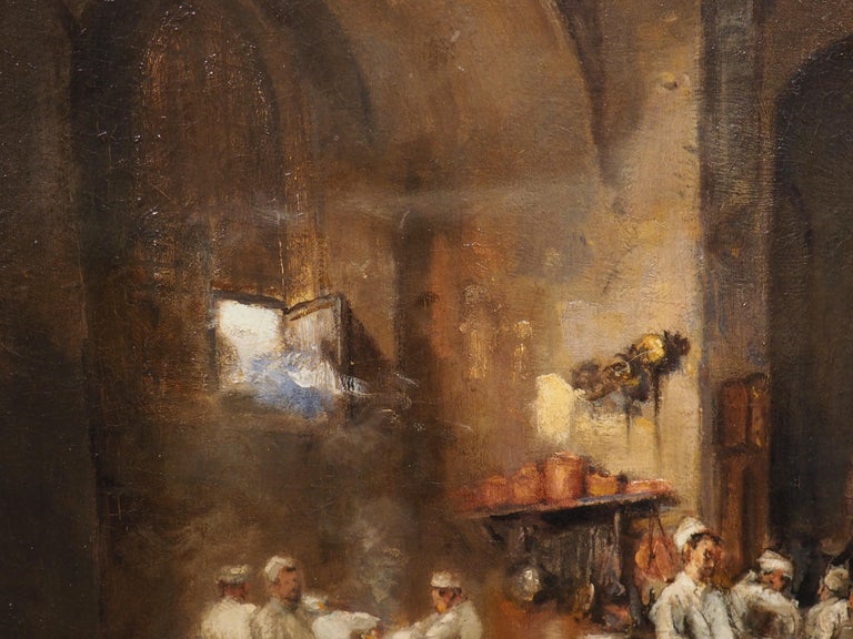 Antique French Oil on Canvas, in the Kitchens of the Chateau, circa ...