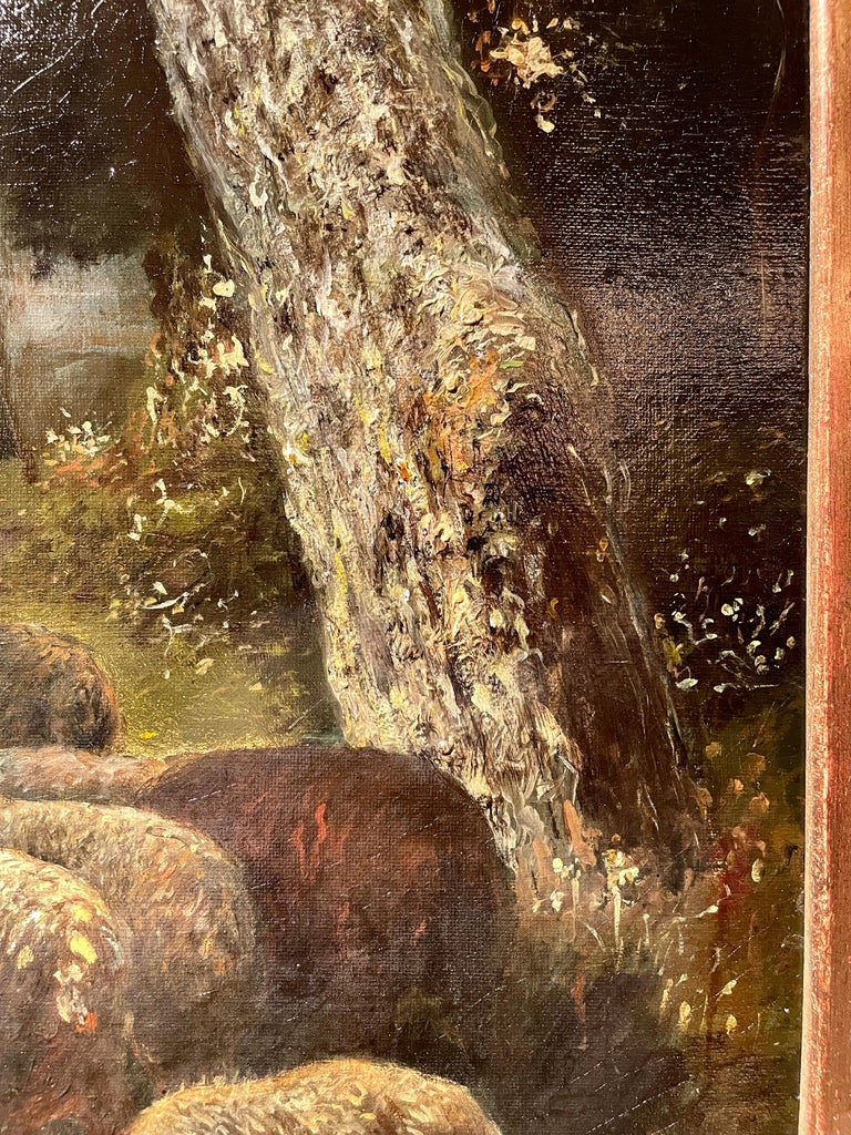 Antique French Oil on Canvas Pastoral Painting by Charles-Émile Jacque ...