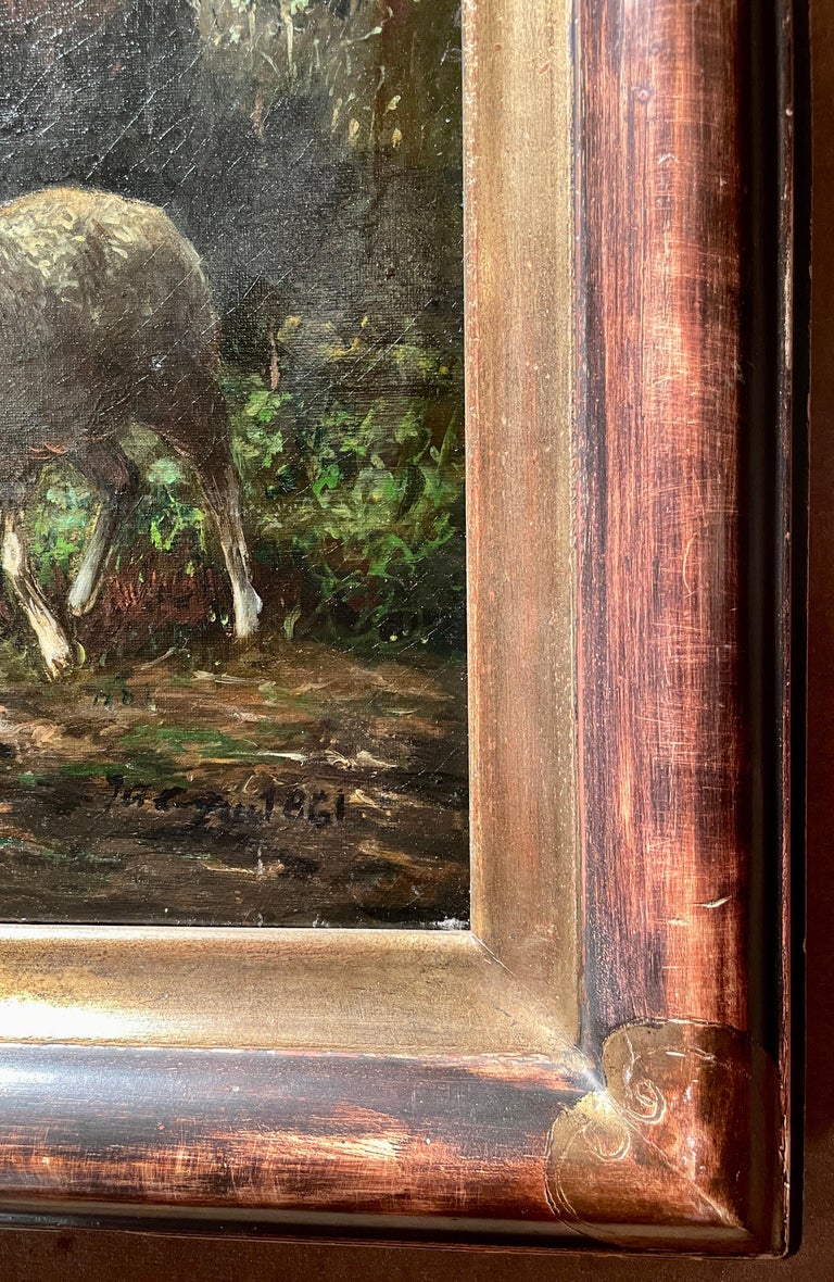 Antique French Oil on Canvas Pastoral Painting by Charles-Émile Jacque ...