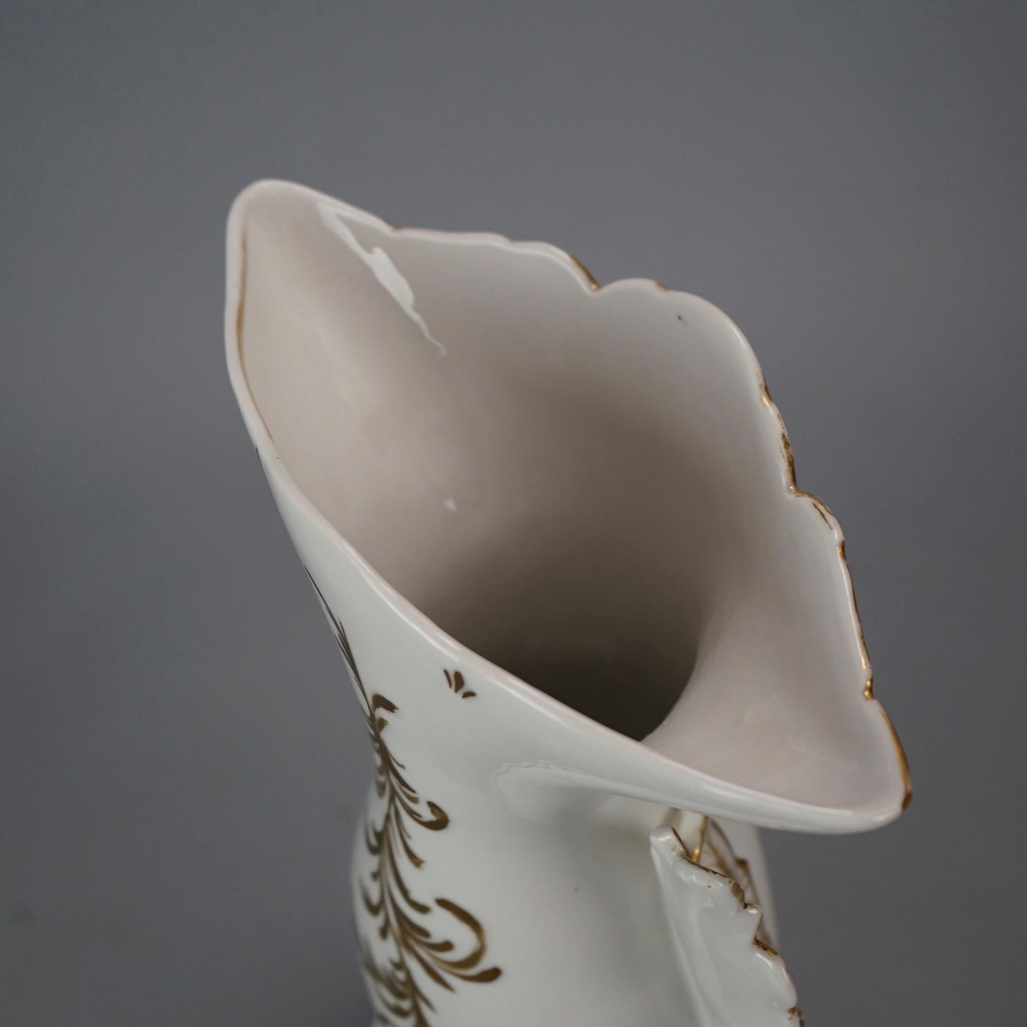 Antique French Old Paris Porcelain Floral and Gilt Vase 19th C at 1stDibs