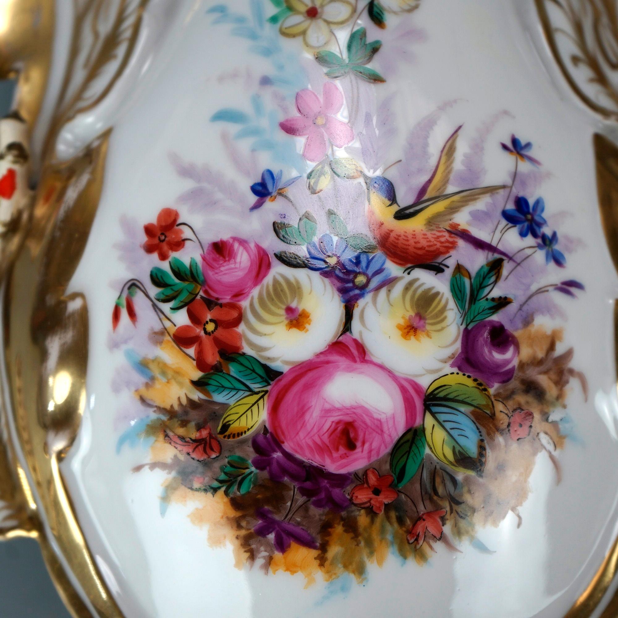 Antique French Old Paris Porcelain Floral and Gilt Vase 19th C at 1stDibs