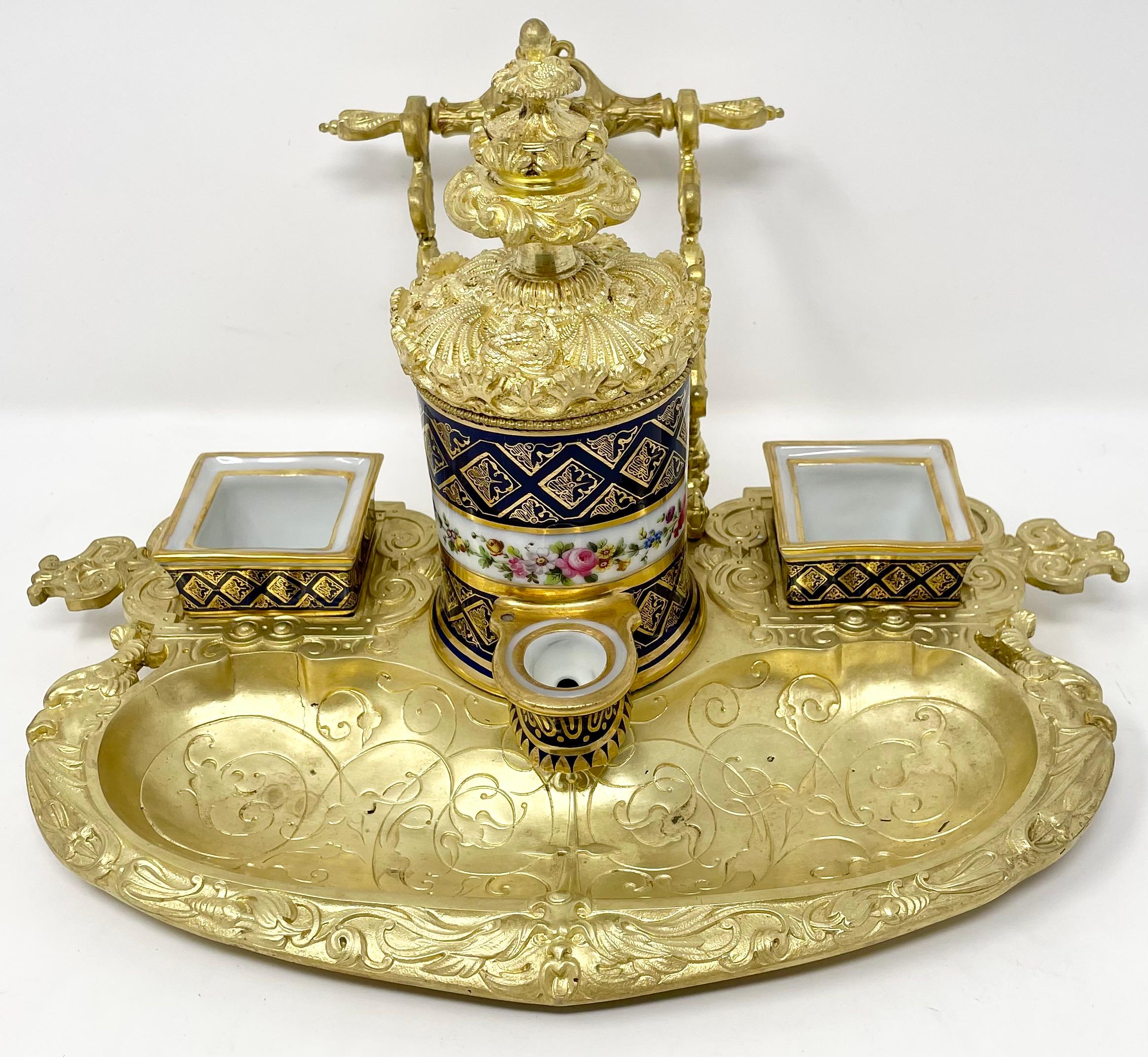 Antique French Old Paris Porcelain and Gold Bronze Inkwell, Circa 1840 ...