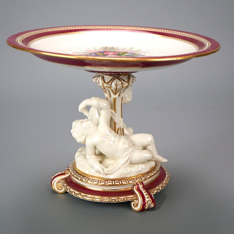 Antique French Old Paris Porcelain Hand Painted Figural Cherub Compote ...