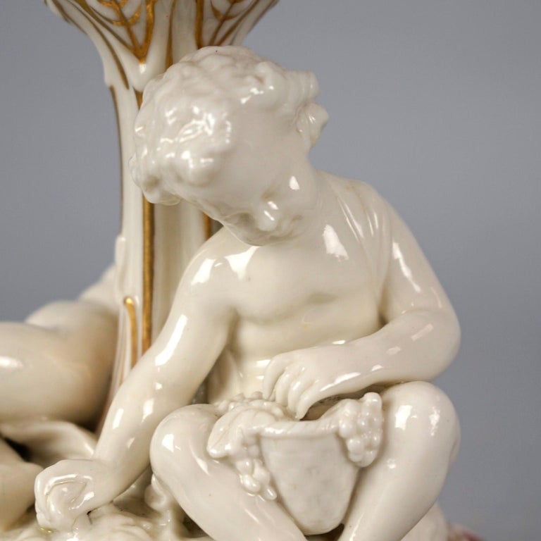 Antique French Old Paris Porcelain Hand Painted Figural Cherub Compote ...