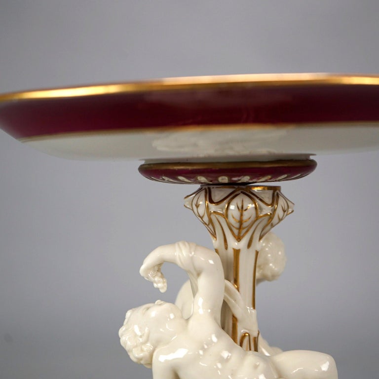 Antique French Old Paris Porcelain Hand Painted Figural Cherub Compote ...