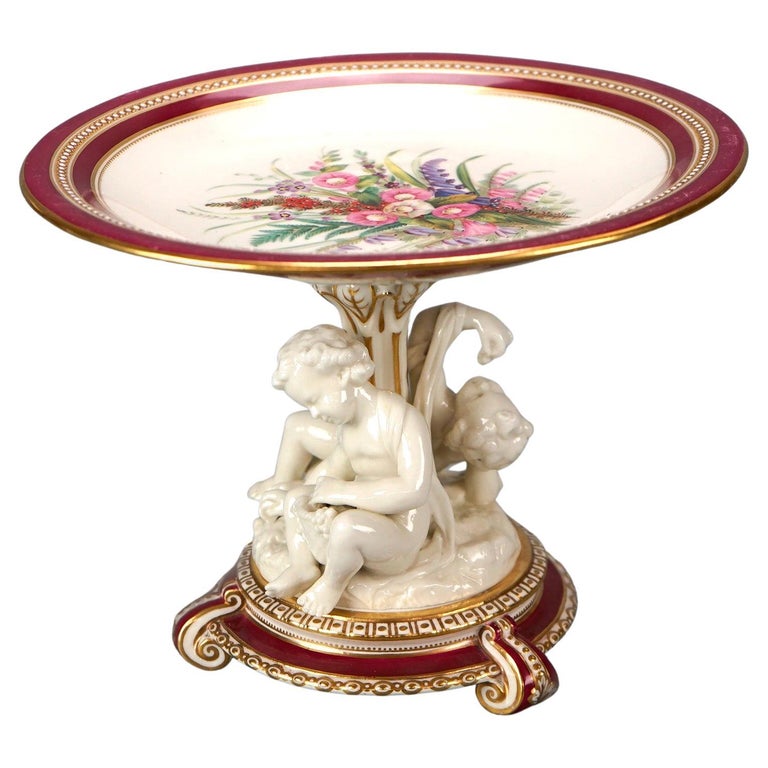Antique French Old Paris Porcelain Hand Painted Figural Cherub Compote ...