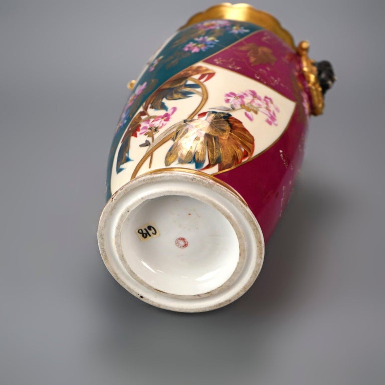 Antique French Old Paris Porcelain Hand Painted Floral and Figural Vase ...