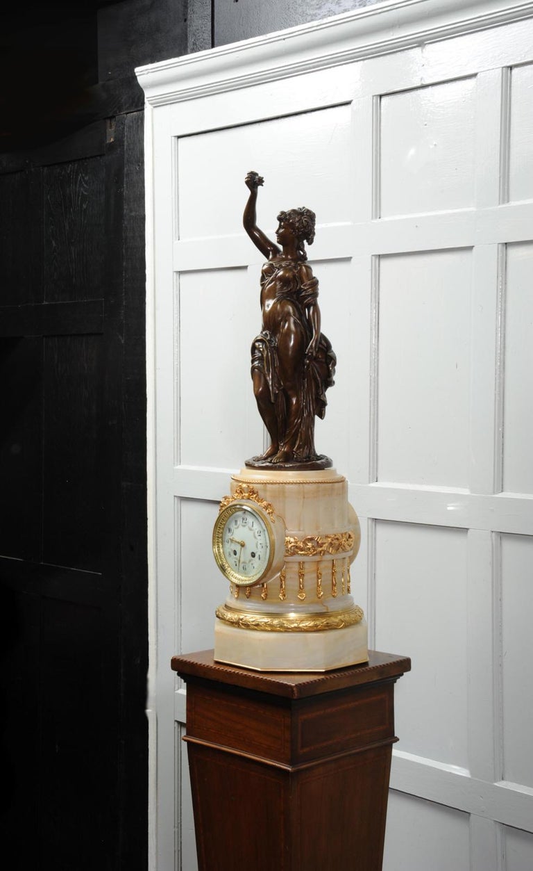Antique French Onyx and Bronze Clock by Moreau and Japy Freres at 1stDibs