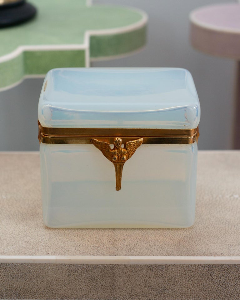 Antique French Opaline Box with Empire Bronze Mount at 1stDibs