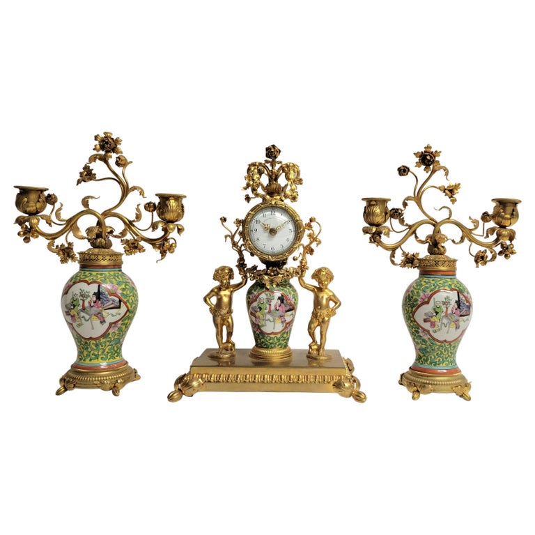 Antique French Ormolu Clock Garniture For Sale at 1stDibs
