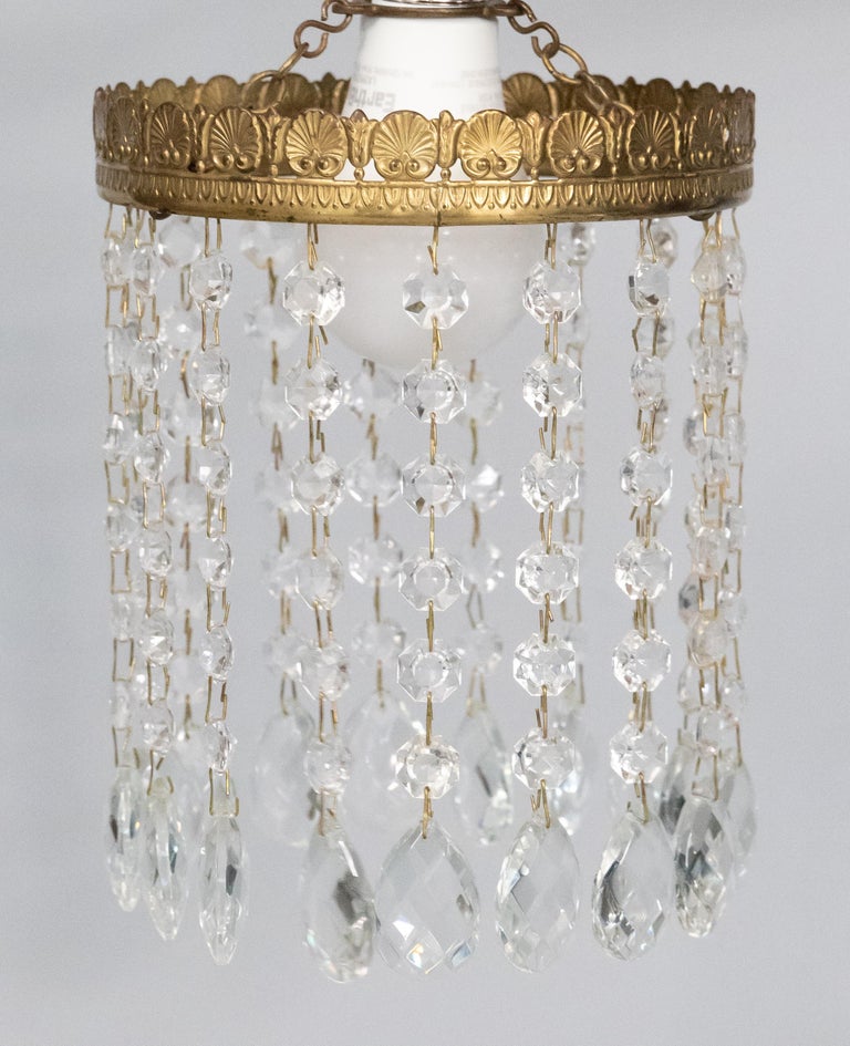 Antique French Ormolu and Crystals Electrolier Chandelier Light Shade ...