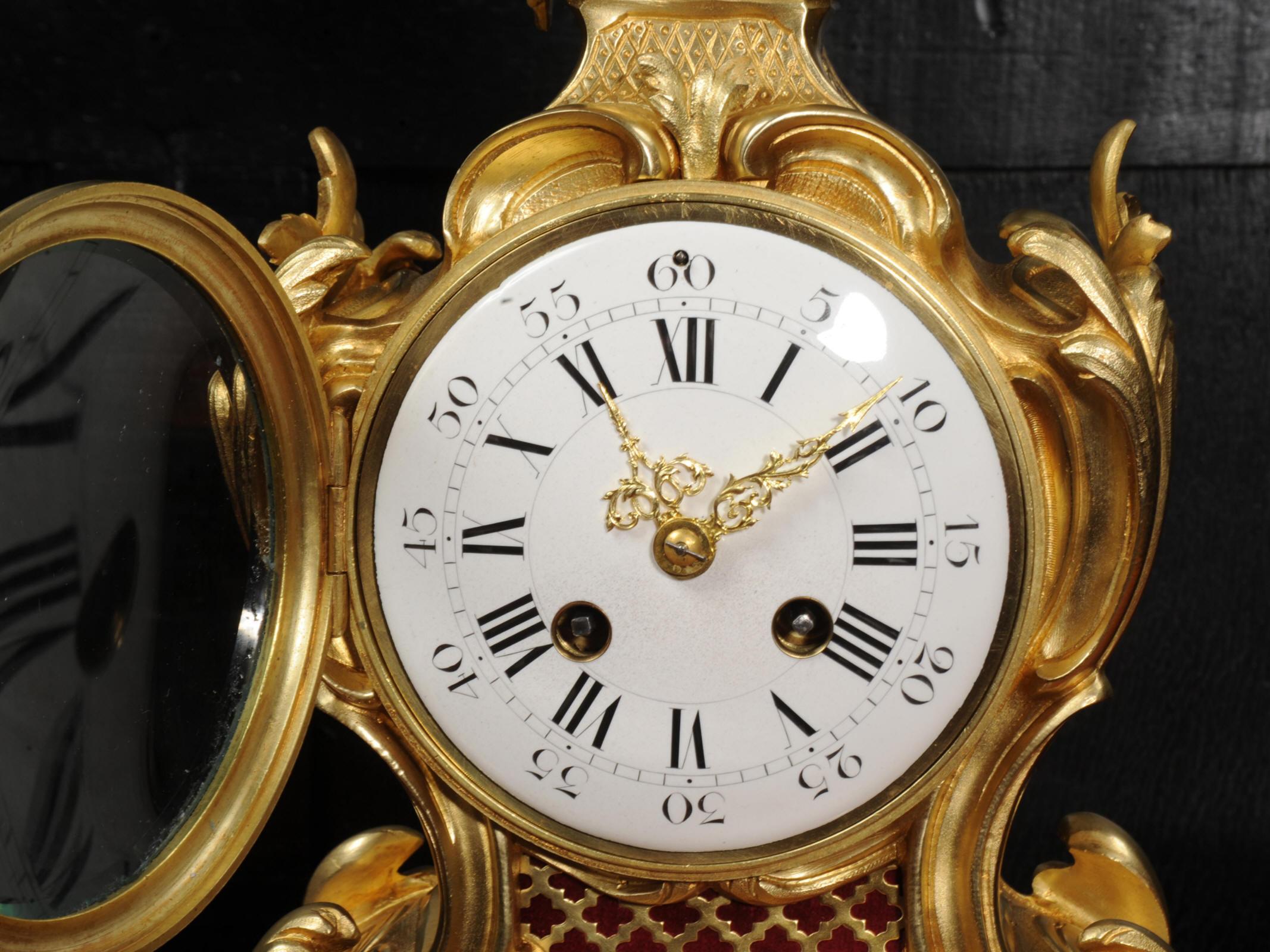 Antique French Ormolu Gilt Bronze Rococo Clock For Sale at 1stDibs