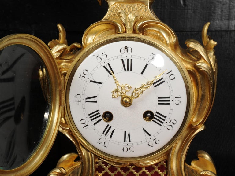 Antique French Ormolu Gilt Bronze Rococo Clock For Sale at 1stDibs