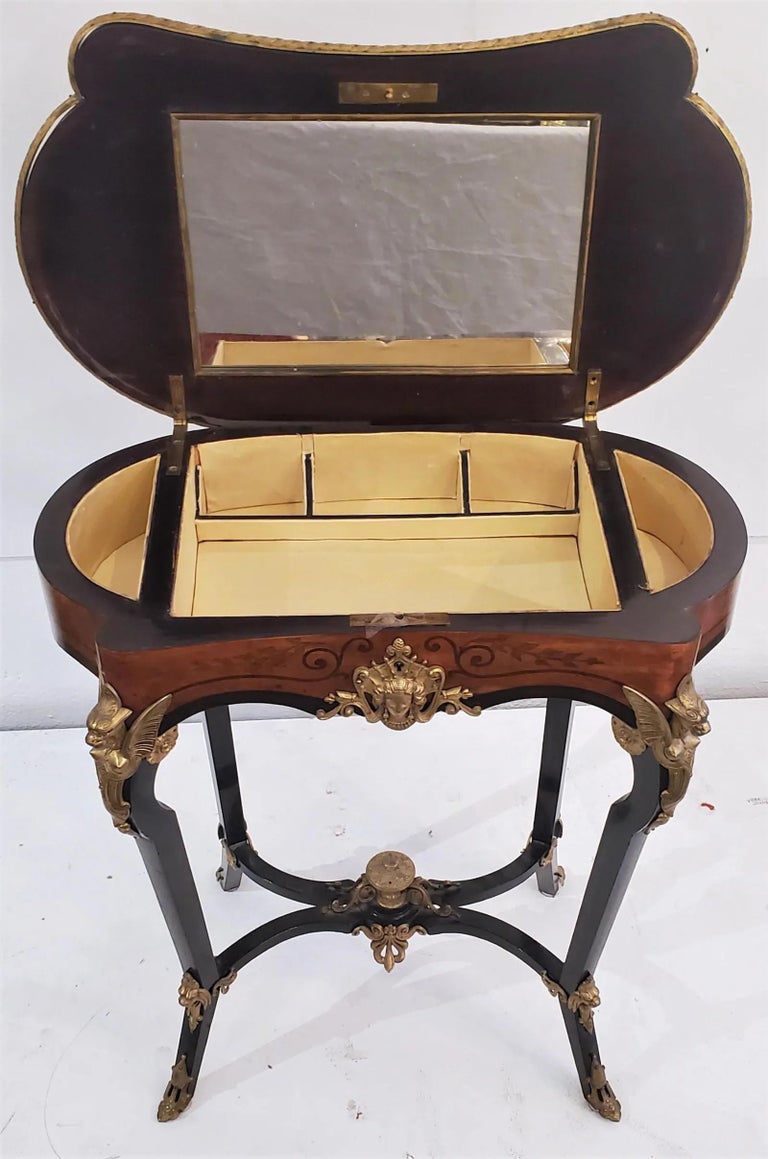 Antique French Ormolu Inlaid Vanity Table For Sale at 1stDibs