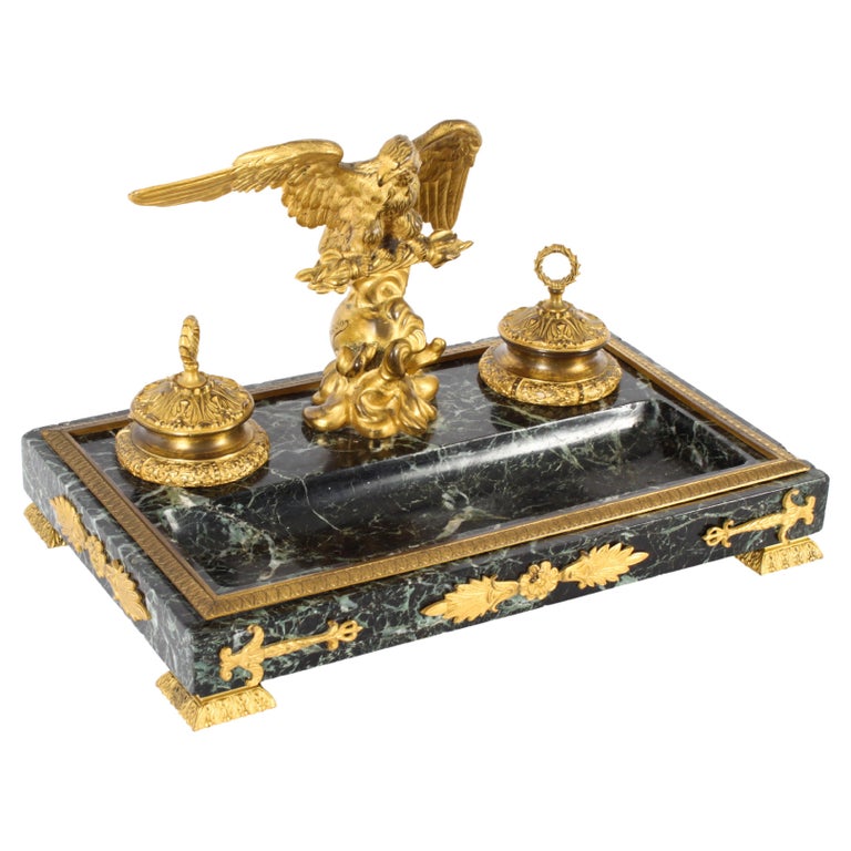 Antique French Ormolu and Marble Double Encrier Standish Inkstand 19th ...