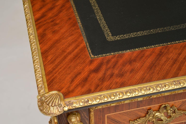 Antique French Ormolu Mounted Leather Top Desk at 1stDibs