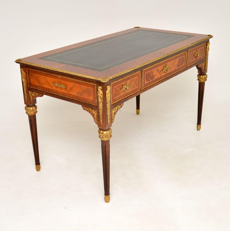 Antique French Ormolu Mounted Leather Top Desk at 1stDibs