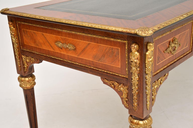 Antique French Ormolu Mounted Leather Top Desk at 1stDibs