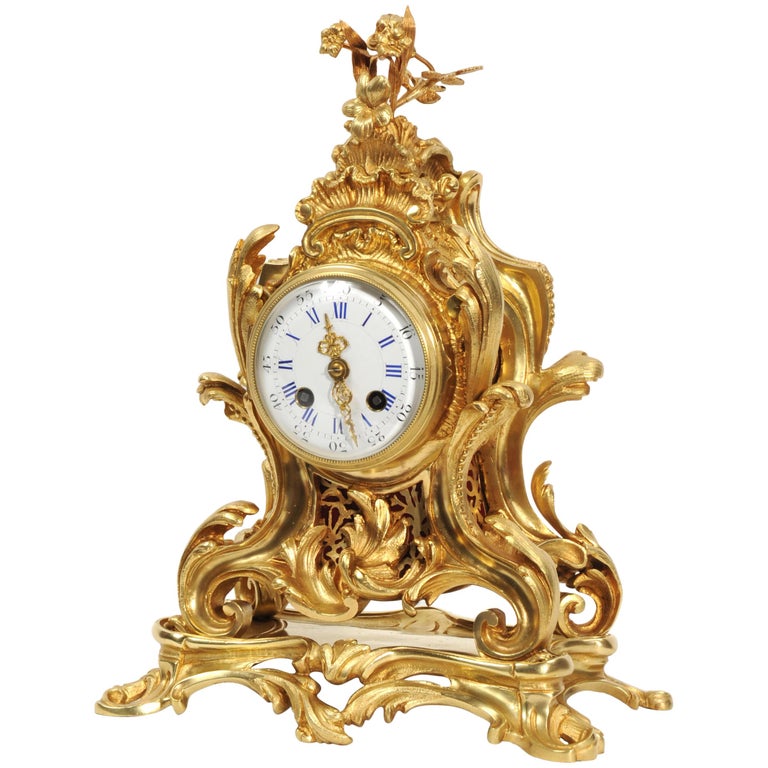 Antique French Ormolu Rococo Clock at 1stDibs