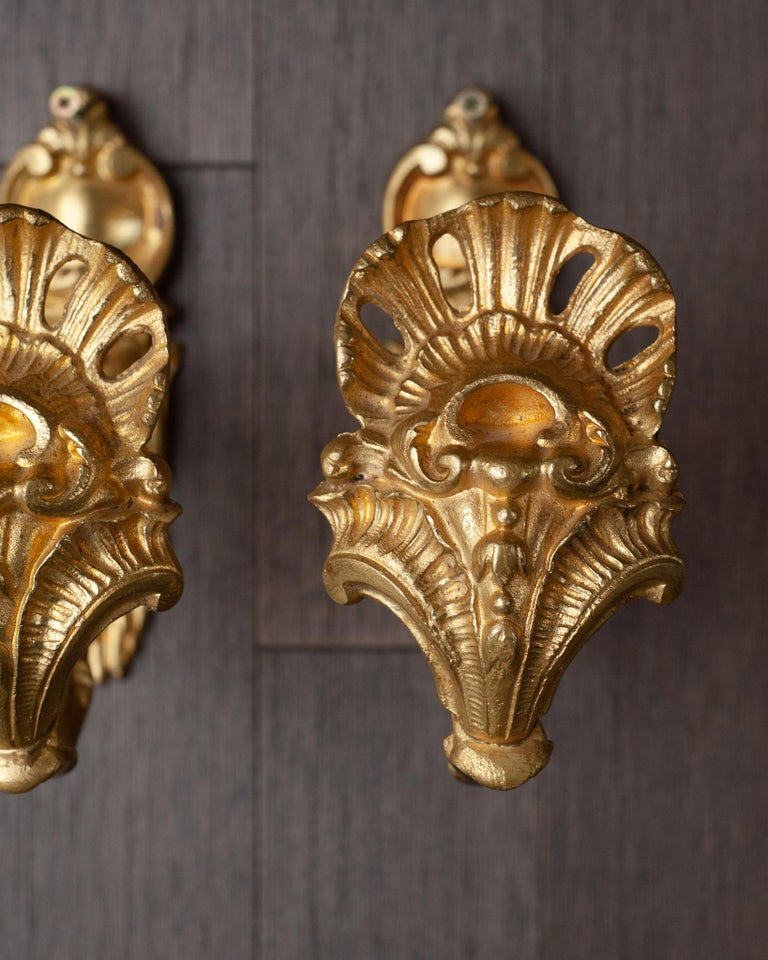 Antique French Ornate Bronze Curtain Rod Support Brackets For Sale at ...