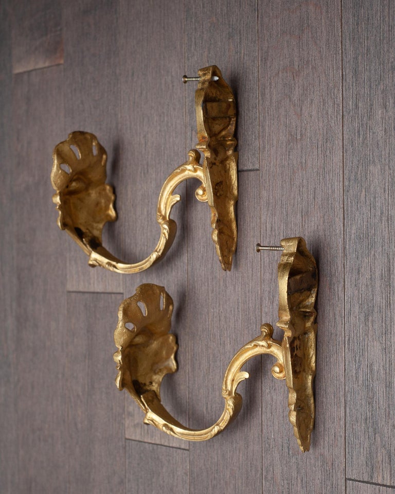 Antique French Ornate Bronze Curtain Rod Support Brackets For Sale at ...