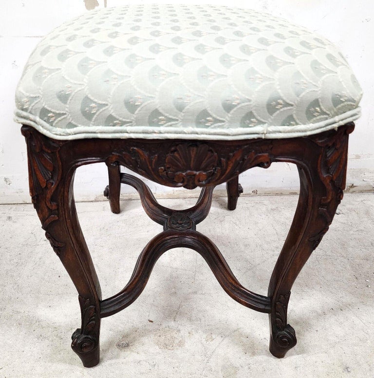 Antique French Ottoman Footstool Louis XV 1800s Walnut For Sale at 1stDibs
