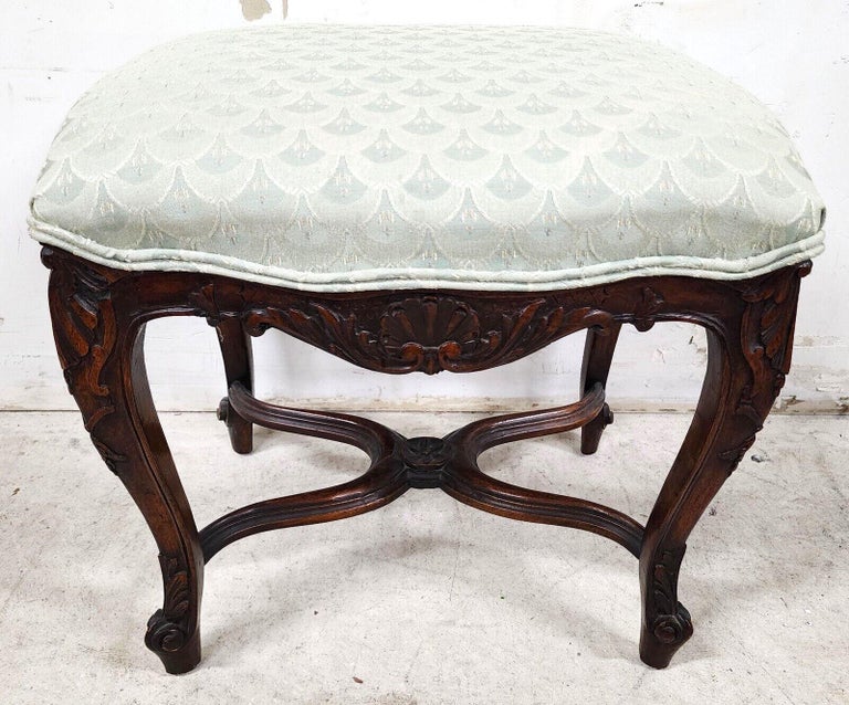 Antique French Ottoman Footstool Louis XV 1800s Walnut For Sale at 1stDibs