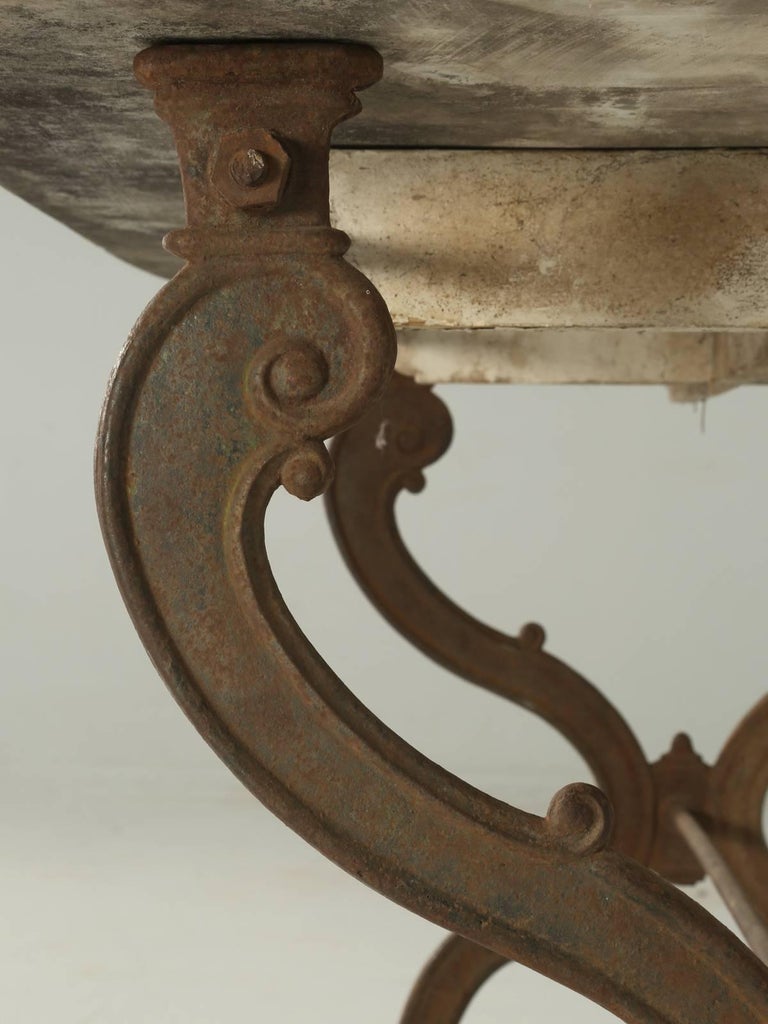 Antique French Outdoor Garden Table with a Marble Top at 1stDibs