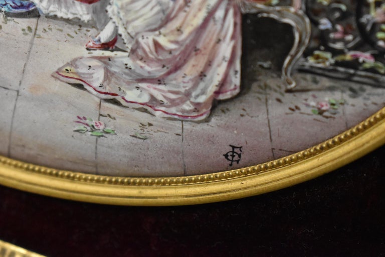 Antique French Oval Miniature Painting on Porcelain Bronze Frame For ...