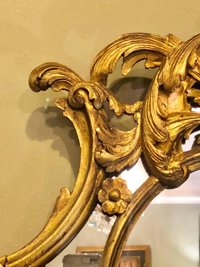 Antique French over the Mantle / Console Ornate Gilt Gold Mirror at 1stDibs