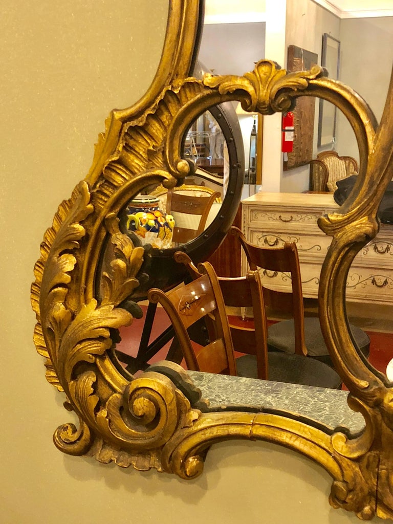 Antique French over the Mantle / Console Ornate Gilt Gold Mirror at 1stDibs