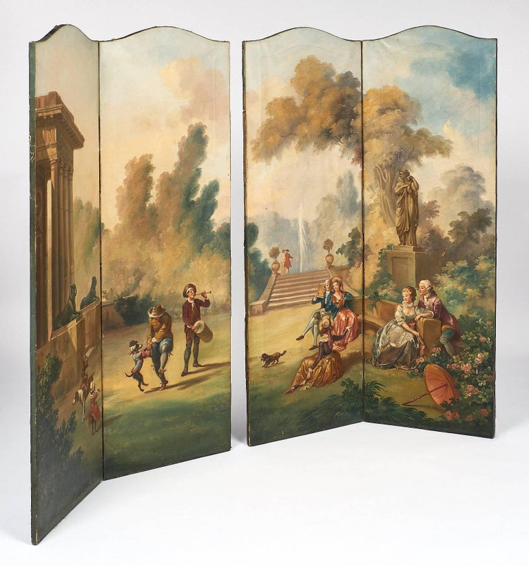 Antique French Painted Canvas Screen at 1stDibs | antique french screen ...