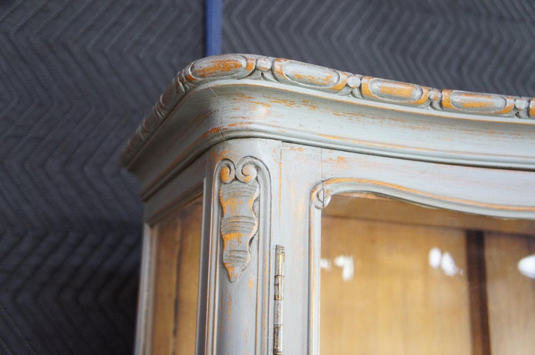 Antique French Painted Oak Curio Display Cabinet Lowboy Dresser Hutch ...