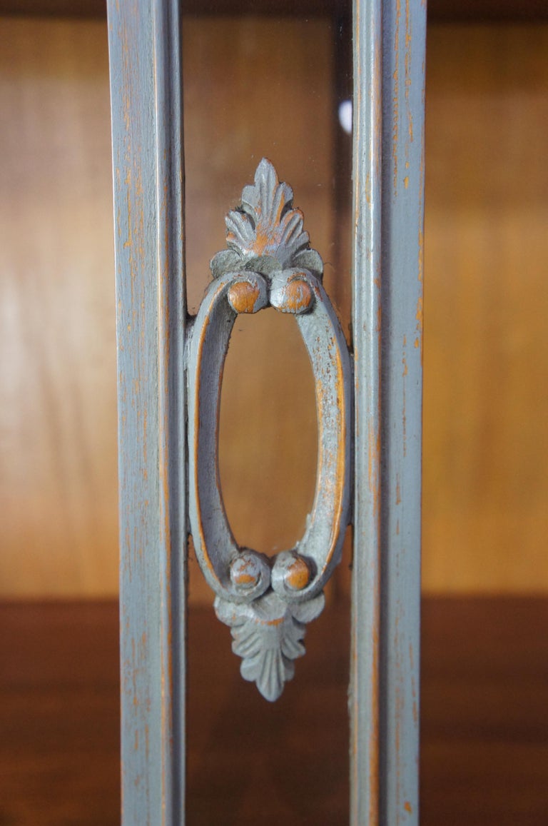 Antique French Painted Oak Curio Display Cabinet Lowboy Dresser Hutch ...