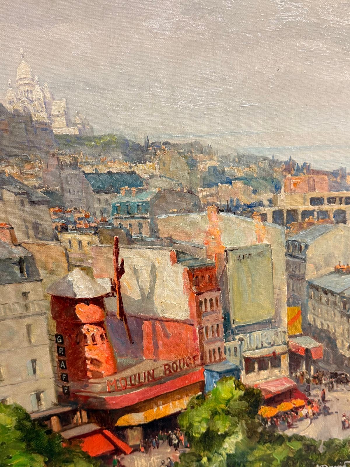 Antique French - 1940's Signed French Oil Painting Paris City Roof Tops ...