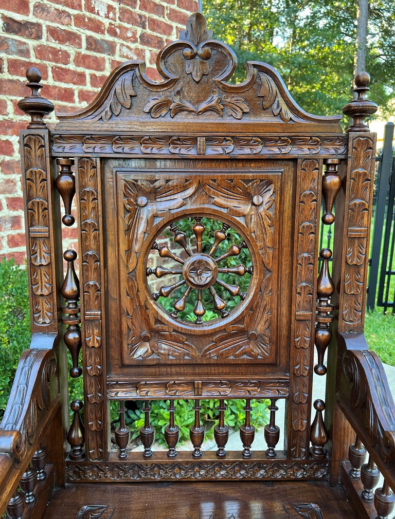 Antique French Pair Armchairs Breton Desk Fireside or Throne Chairs, C ...