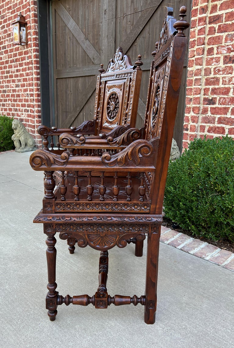 Antique French Pair Armchairs Breton Desk Fireside or Throne Chairs, C ...