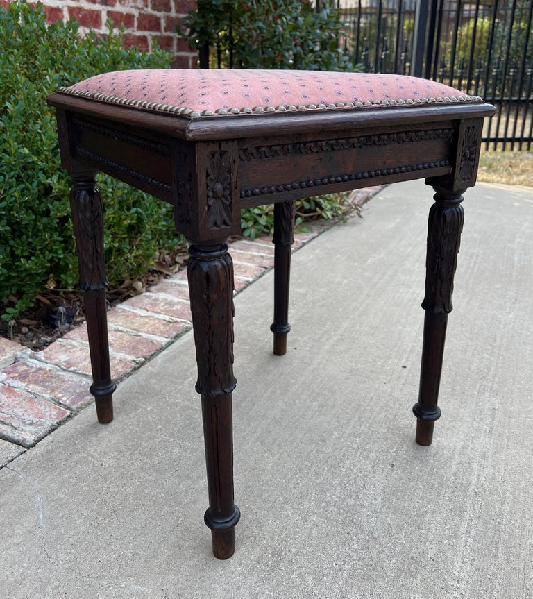 Antique French PAIR Foot Stools Small Benches Upholstered Top Stools ...