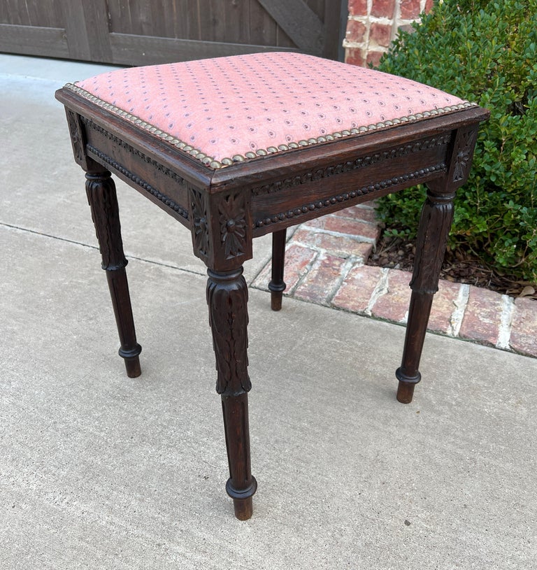 Antique French PAIR Foot Stools Small Benches Upholstered Top Stools ...