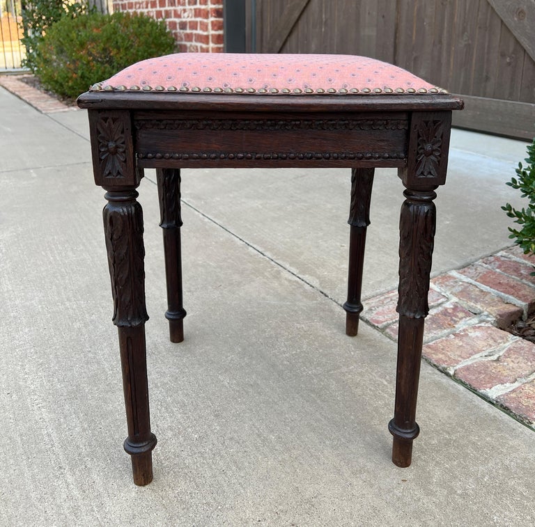 Antique French PAIR Foot Stools Small Benches Upholstered Top Stools ...