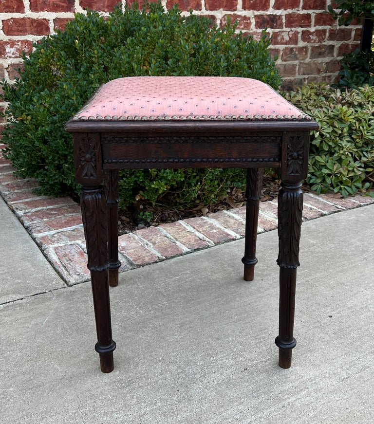 Antique French PAIR Foot Stools Small Benches Upholstered Top Stools ...
