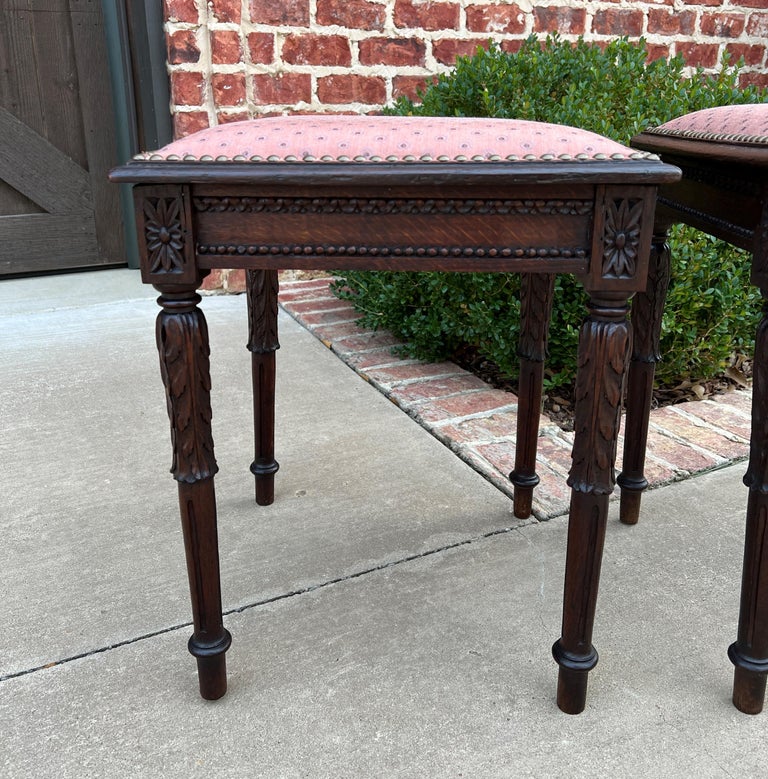 Antique French PAIR Foot Stools Small Benches Upholstered Top Stools ...