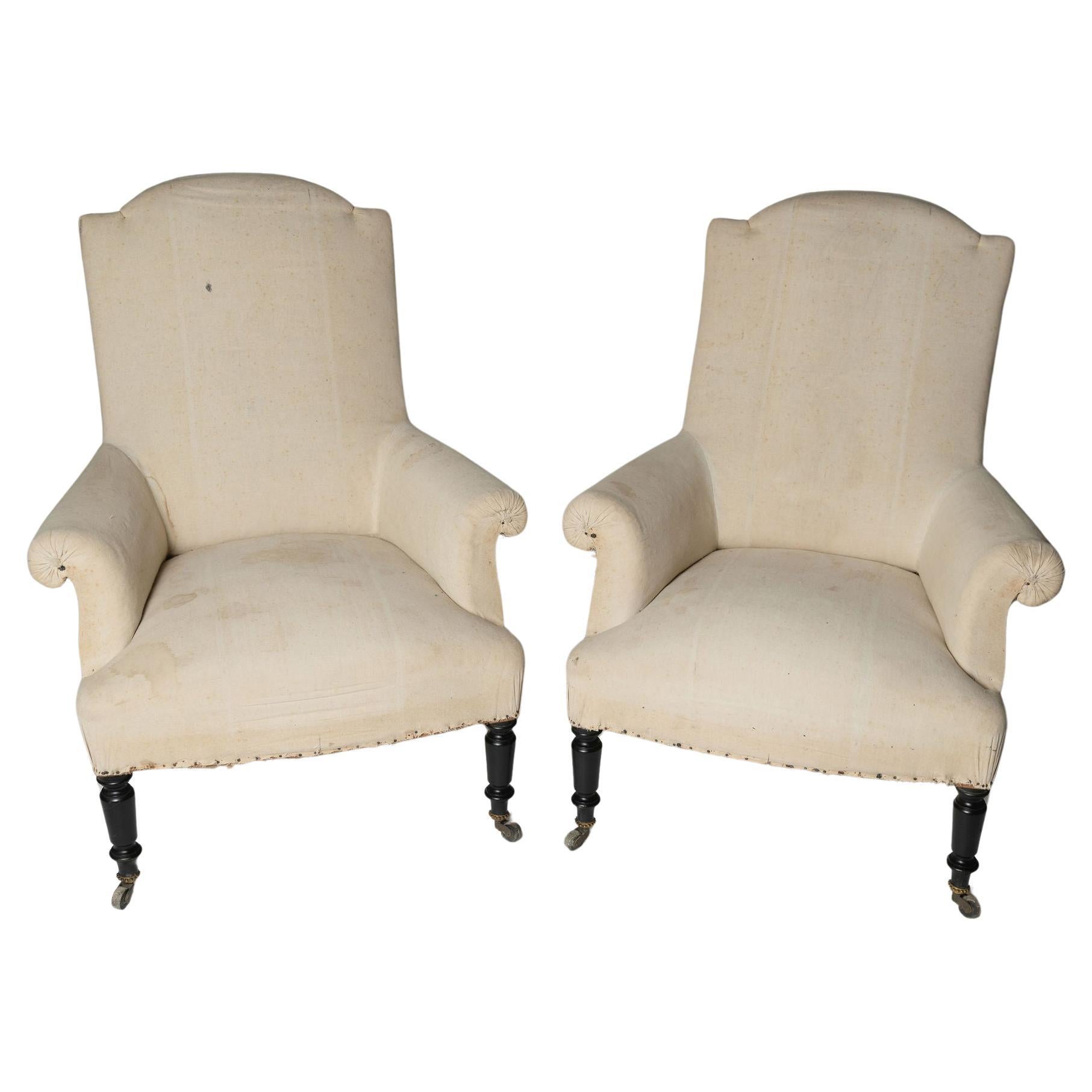 Antique French pair of Napoleon III chairs, for upholstery For Sale at ...
