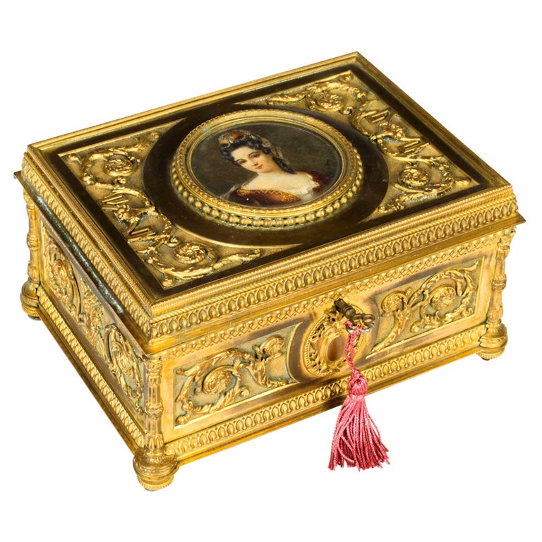Antique French Palais Royale Gilded Bronze Jewellery Casket, 19th ...
