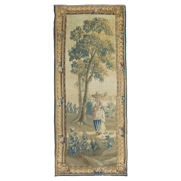 Antique French Panel Tapestry Rug 3'8'' x 8'10'' For Sale at 1stDibs
