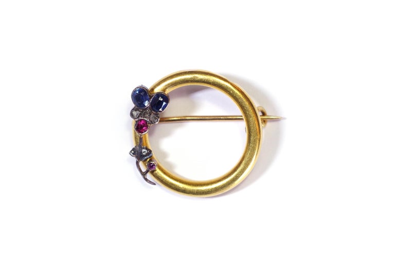 Antique French Pansy Brooch in 18 Karats Gold, Patriotic Brooch For ...