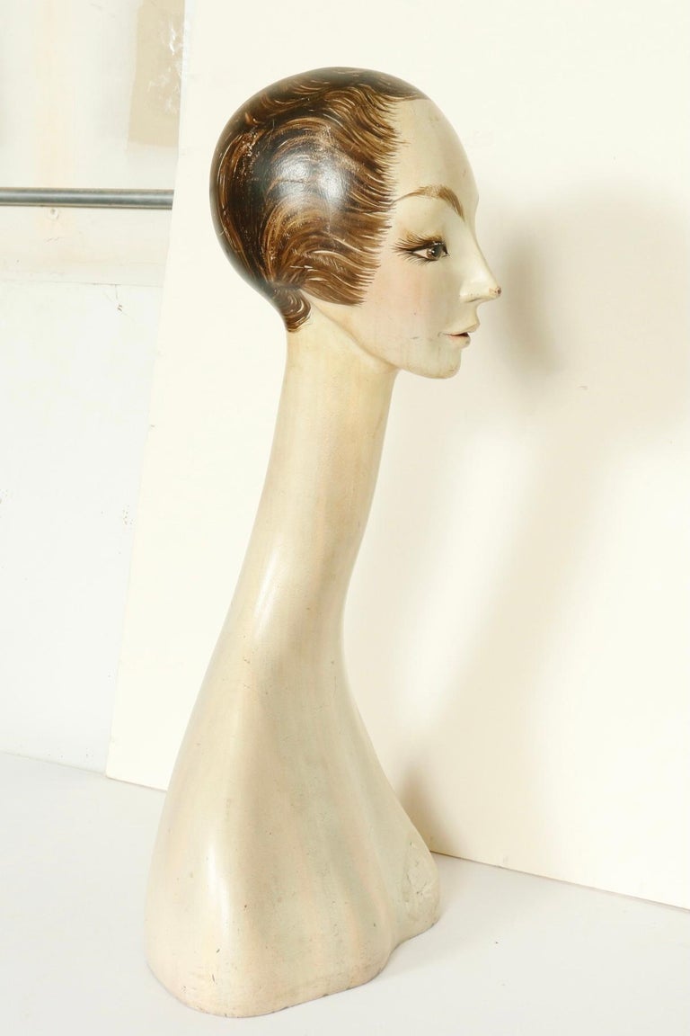 Antique French Paper Mache Mannequin Long Neck Bust ~ Petite Faye For ...