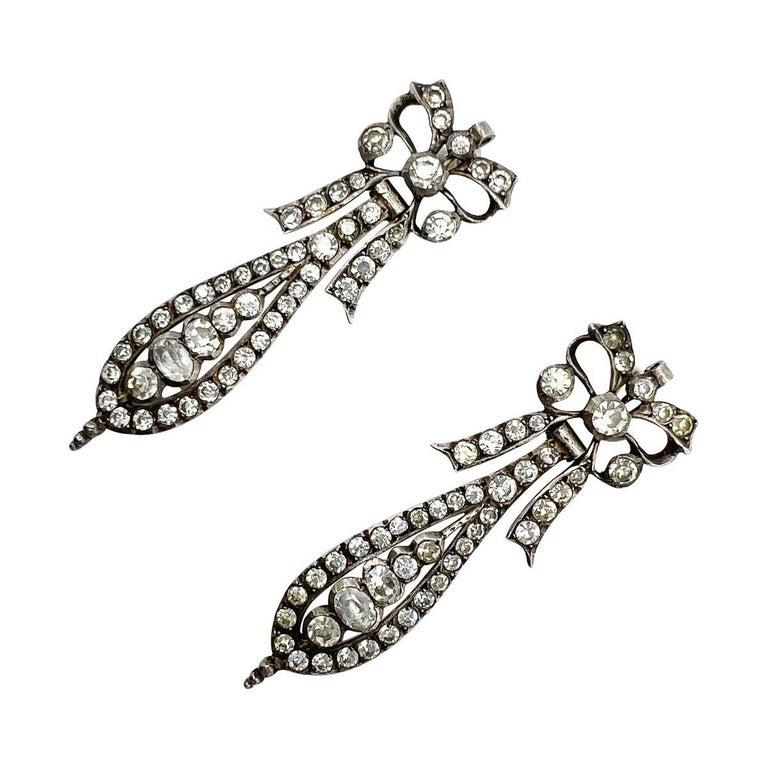 Antique French Paste Portuguese Style Pendeloque Earrings 1840s For ...