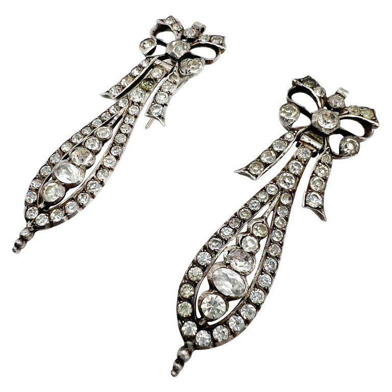 Antique French Paste Portuguese Style Pendeloque Earrings 1840s For ...