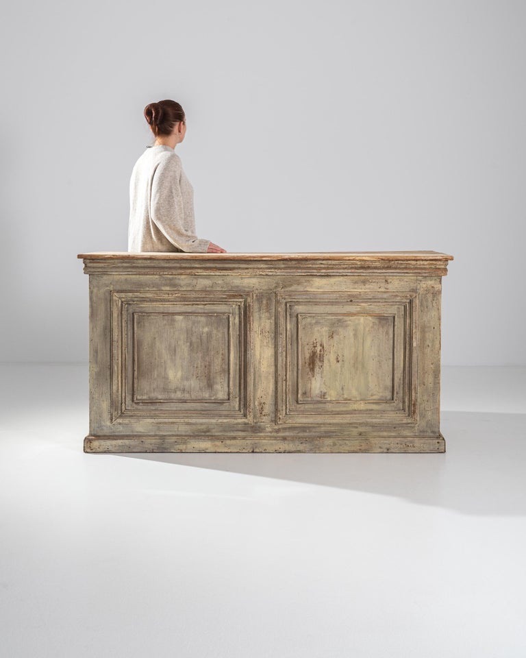 Antique French Patinated Wooden Bar For Sale at 1stDibs
